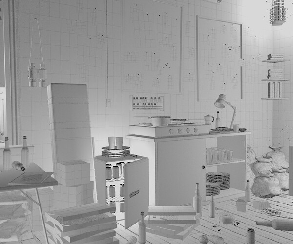 ArtStation - Sniper Room Interior bedroom | Game Assets