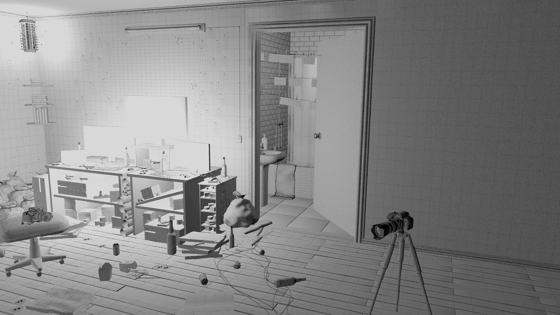 ArtStation - Sniper Room Interior bedroom | Game Assets