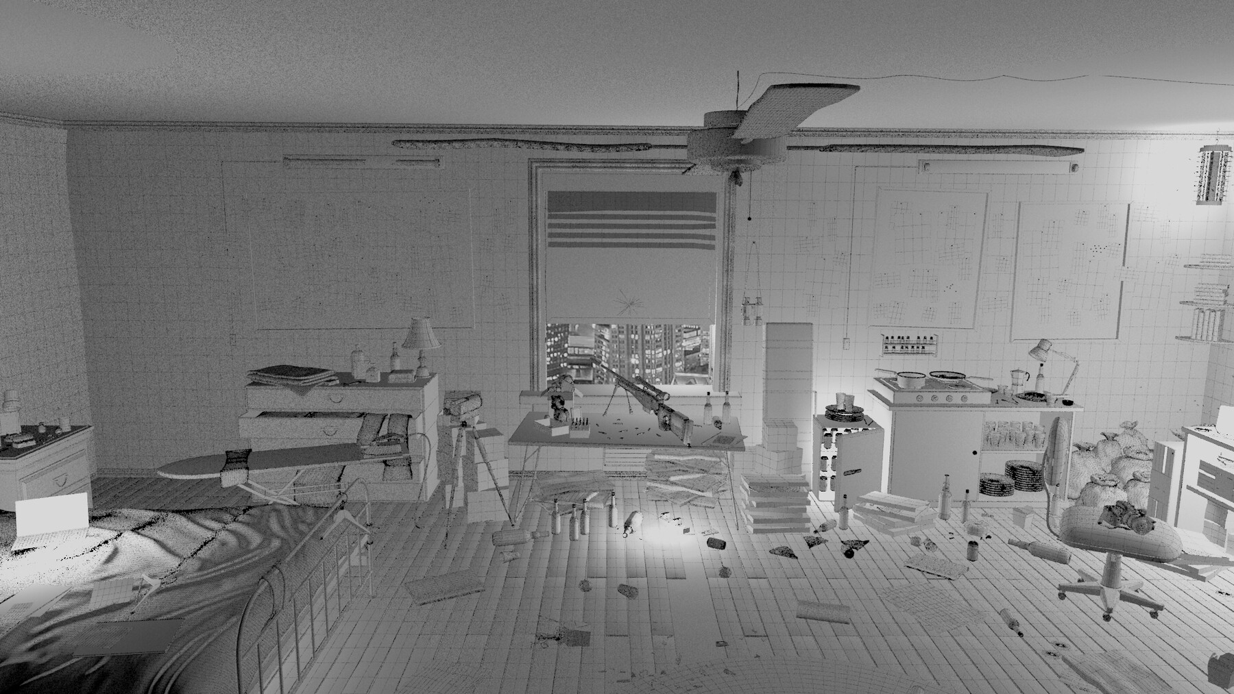 ArtStation - Sniper Room Interior bedroom | Game Assets