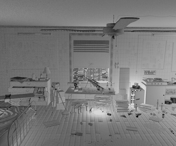 ArtStation - Sniper Room Interior bedroom | Game Assets