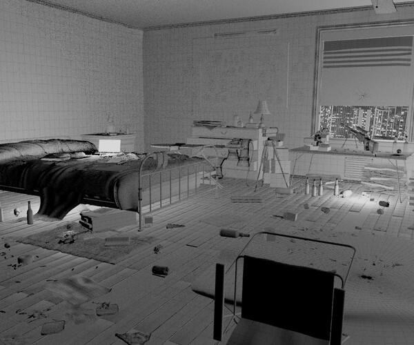 ArtStation - Sniper Room Interior bedroom | Game Assets