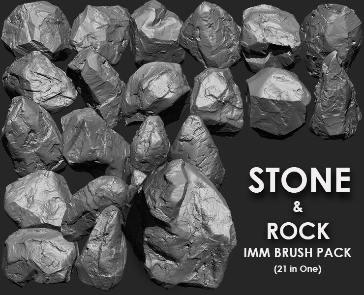 ArtStation - Stone and Rock IMM Brushes 21 in one | Brushes