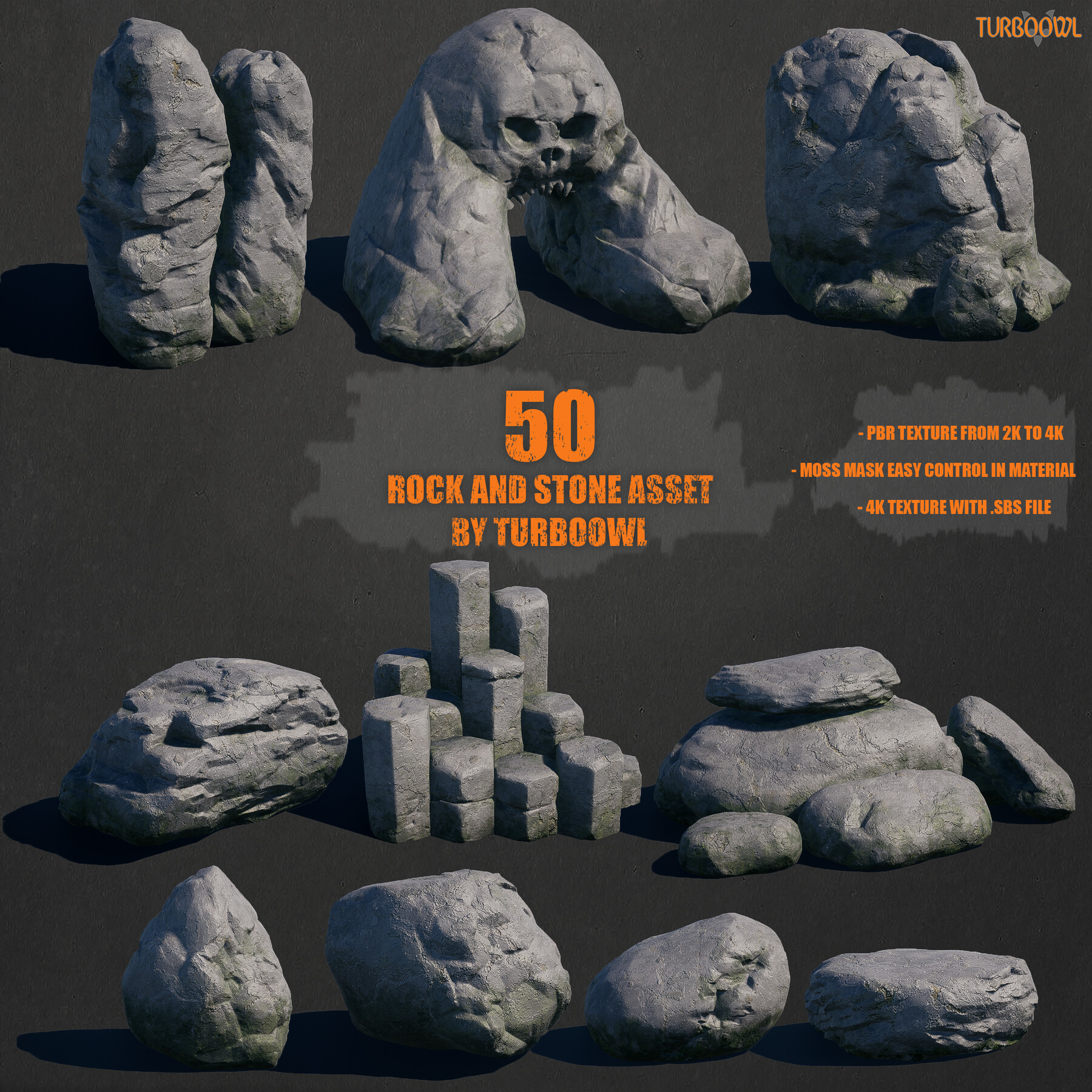 ArtStation - 50 Rock and Stone Asset by Turboowl | Resources