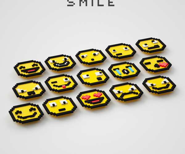 ArtStation - 3D 8 bit smile pixel pack | Resources