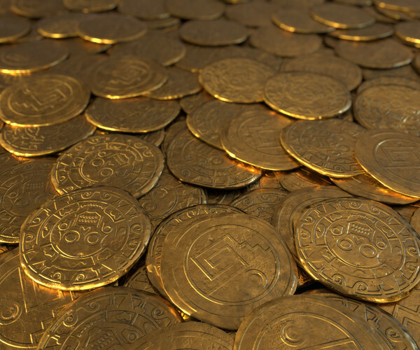 ArtStation - Aztec Design Gold Coin - Pirate Coin - Fantasy | Game Assets