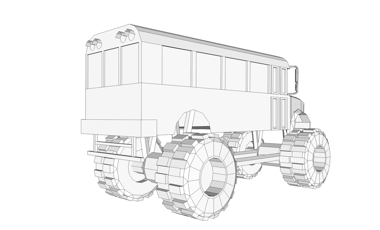 ArtStation - School Bus Monster Truck | Game Assets