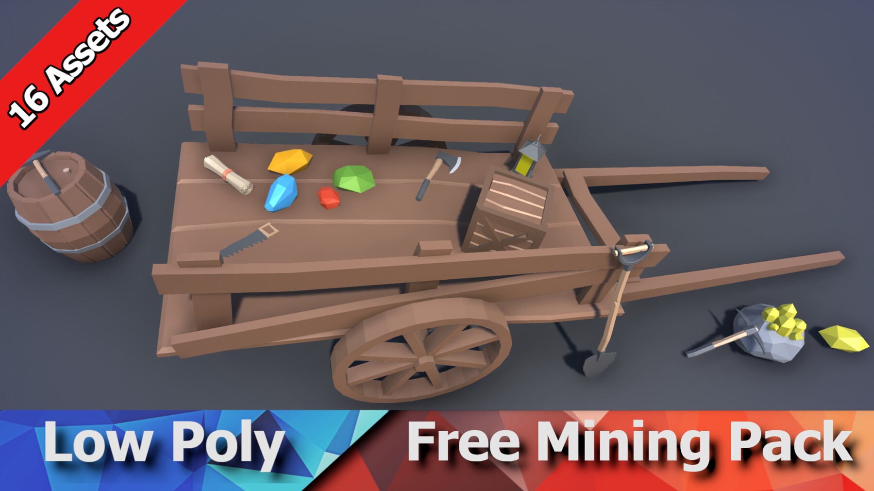 ArtStation - Free Mining Pack - Low Poly Ores, Gems, Tools & Props ...