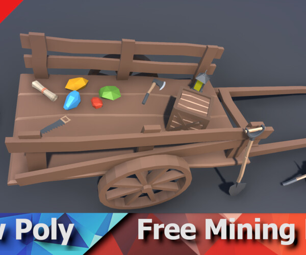 ArtStation - Free Mining Pack - Low Poly Ores, Gems, Tools & Props ...