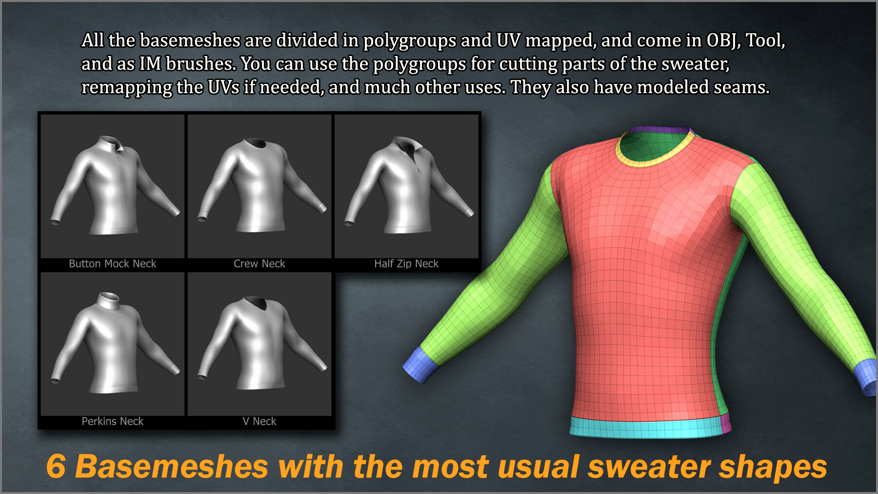 ArtStation - Male Sweater Maker: VDM Fold Brushes, Basemeshes, Alphas ...
