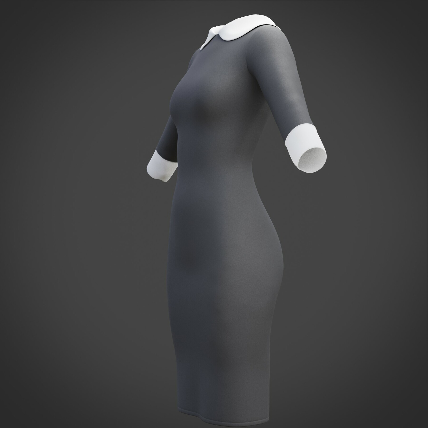 ArtStation - Female Collar dress - 3D model | Game Assets