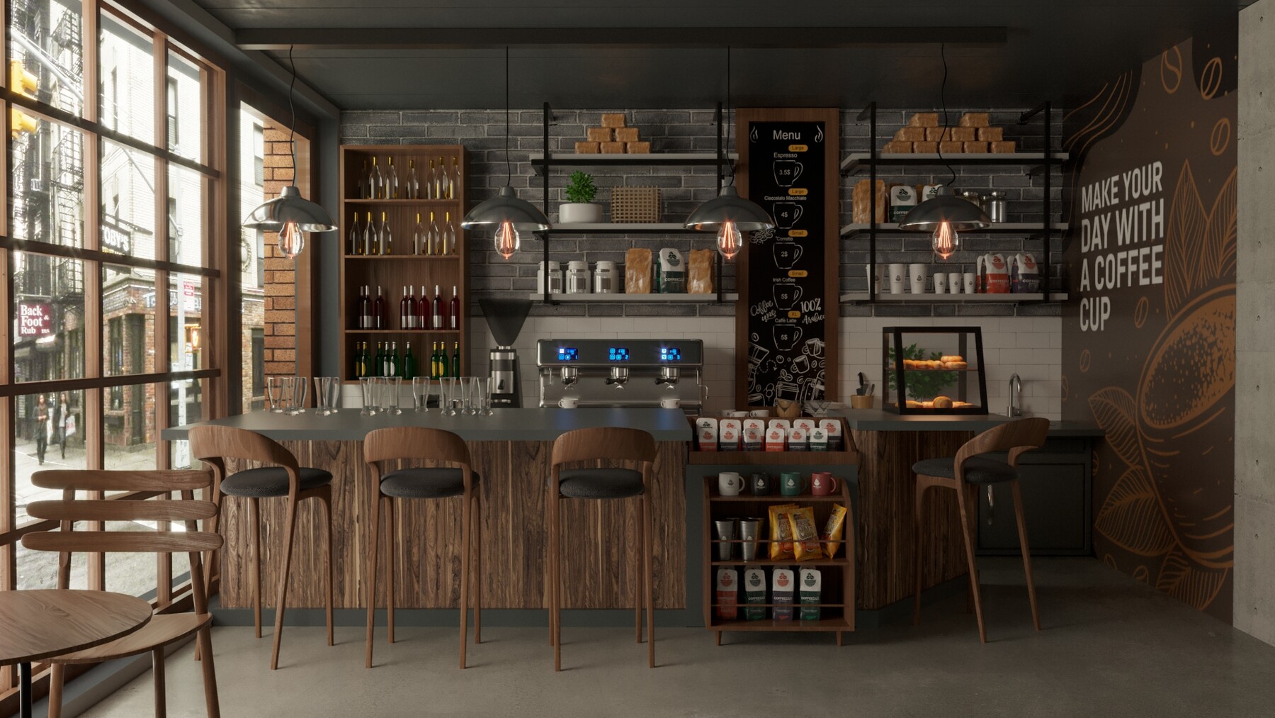 ArtStation - Realistic Coffeebar, coffeeshop interior design | Resources