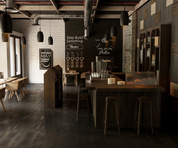 ArtStation - Realistic Coffeebar interior design | Resources
