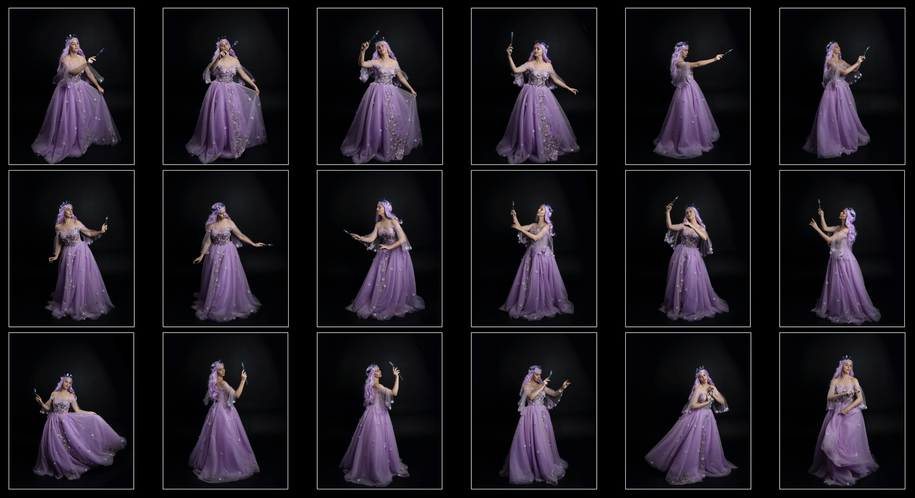 ArtStation - x160 - Purple Fantasy Gown - Pose Reference Pack | Resources