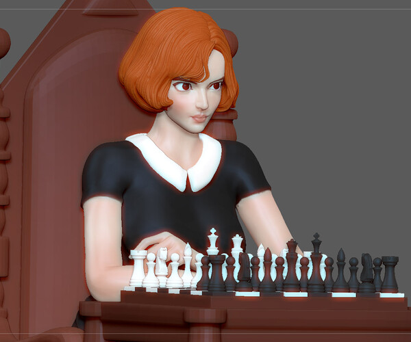 ArtStation - QUEENS GAMBIT ANYA TAYLOR JOY CHESS GIRL CHARACTER STATUE ...