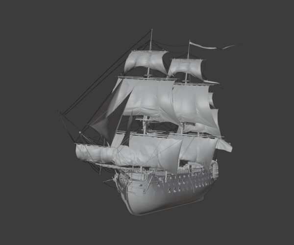 ArtStation - Spanish ship 3D asset. Sail Boat Sea | Game Assets