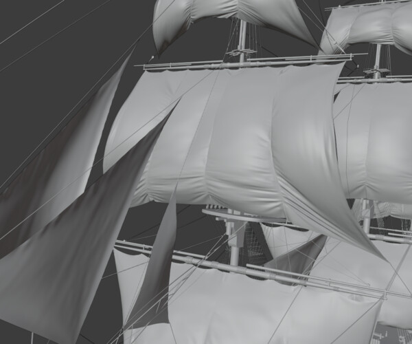 ArtStation - Spanish ship 3D asset. Sail Boat Sea | Game Assets