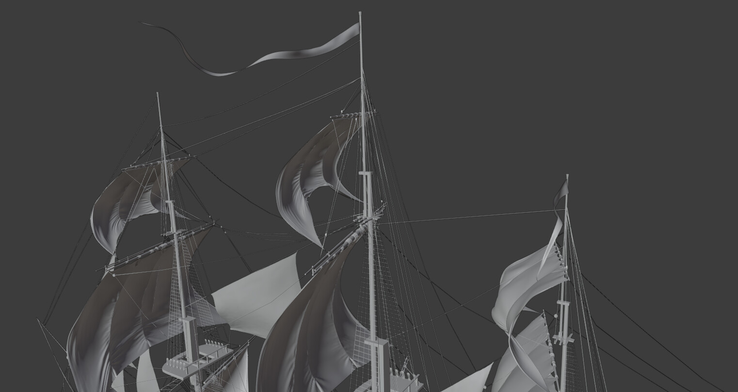 ArtStation - Spanish ship 3D asset. Sail Boat Sea | Game Assets