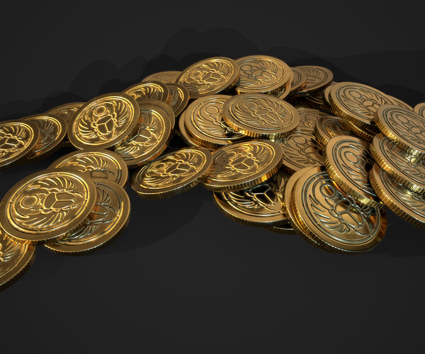ArtStation - Gold coin- scarab design A- 3 piles, 1 stack, 1 coin ...