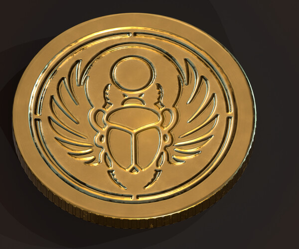 ArtStation - Gold coin- scarab design A- 3 piles, 1 stack, 1 coin ...