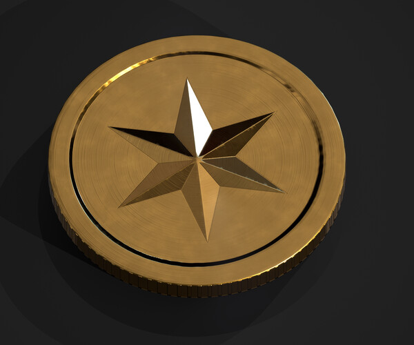 ArtStation - FREE SAMPLE_Gold coin- star design A - 3 piles, 1 stack, 1 ...