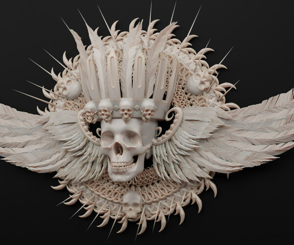 ArtStation - Aztec Skull King with wings | Resources