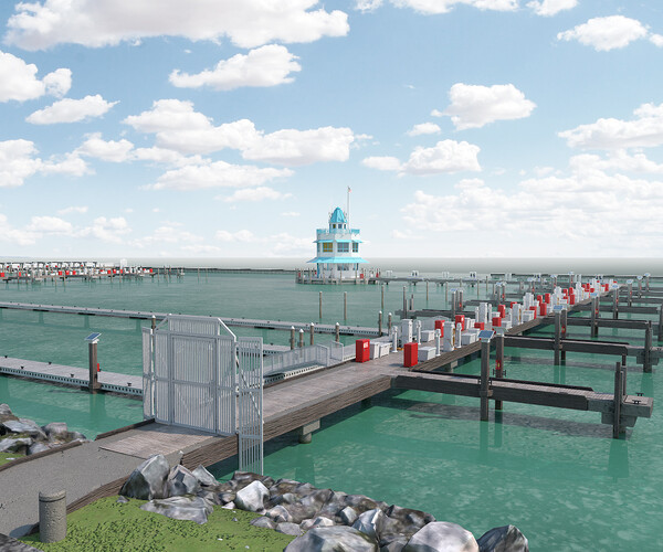 ArtStation - Marina Model of Floating Dock | Game Assets