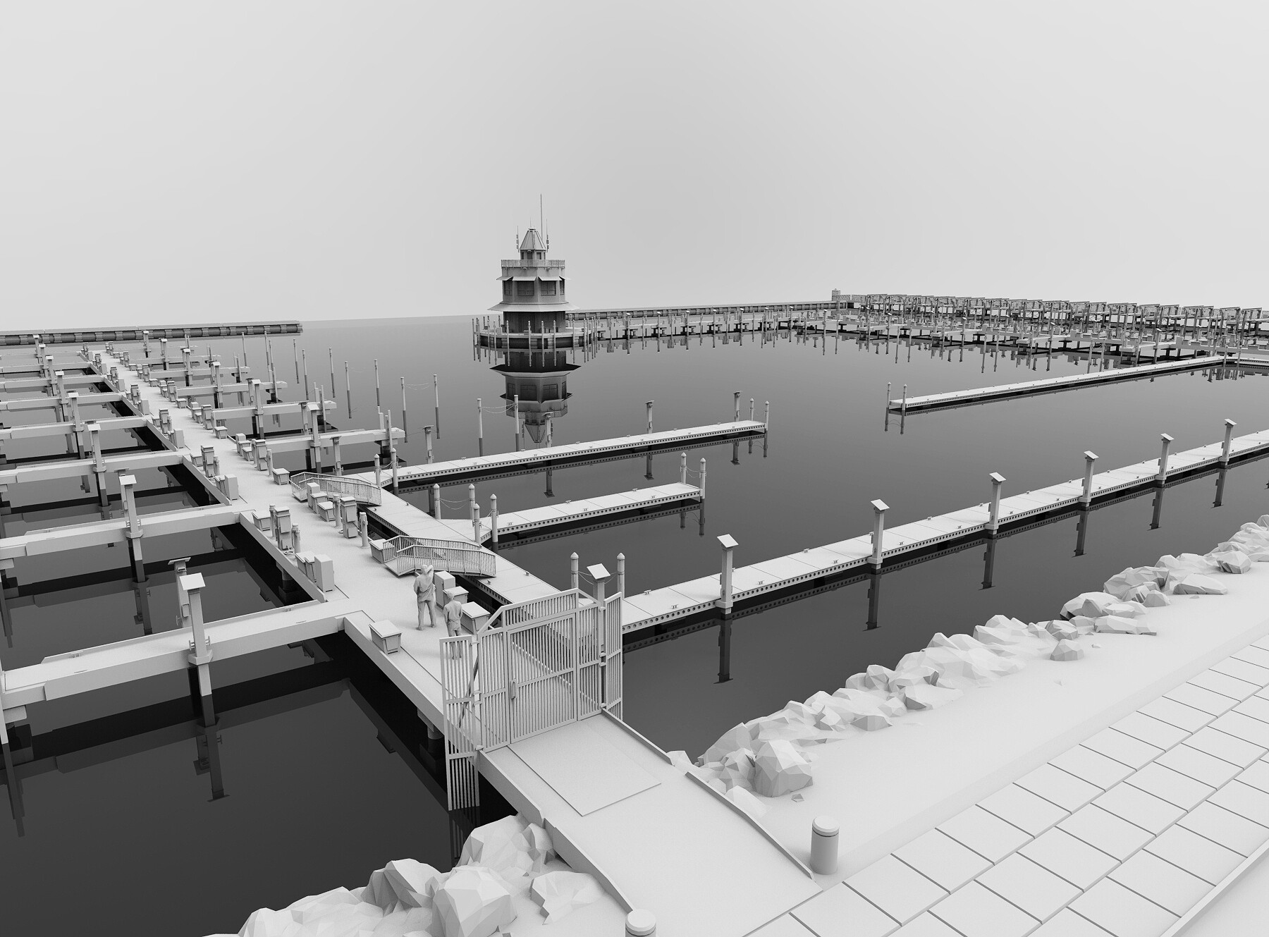 ArtStation - Marina Model of Floating Dock | Game Assets