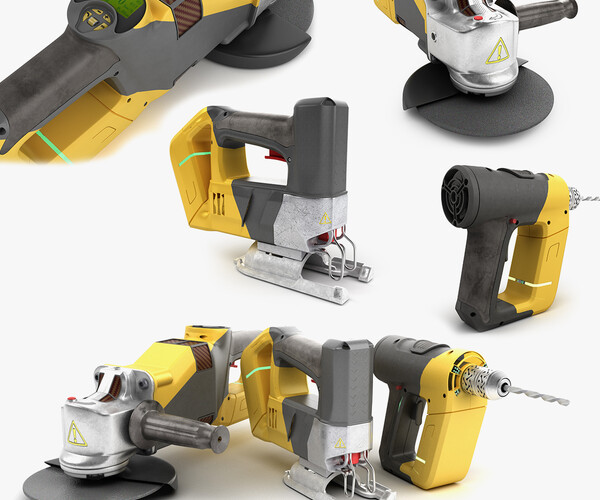 ArtStation - Set of modern portable power tools Drill grinder and ...