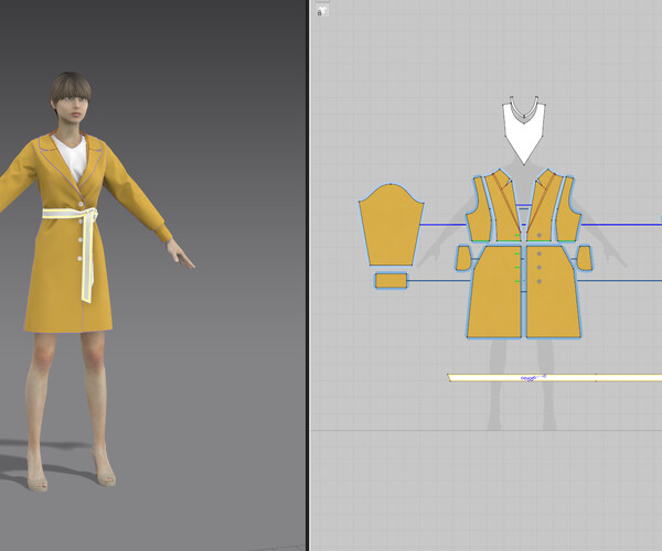 ArtStation - Dress Blazer (Marvelous Designer) | Game Assets