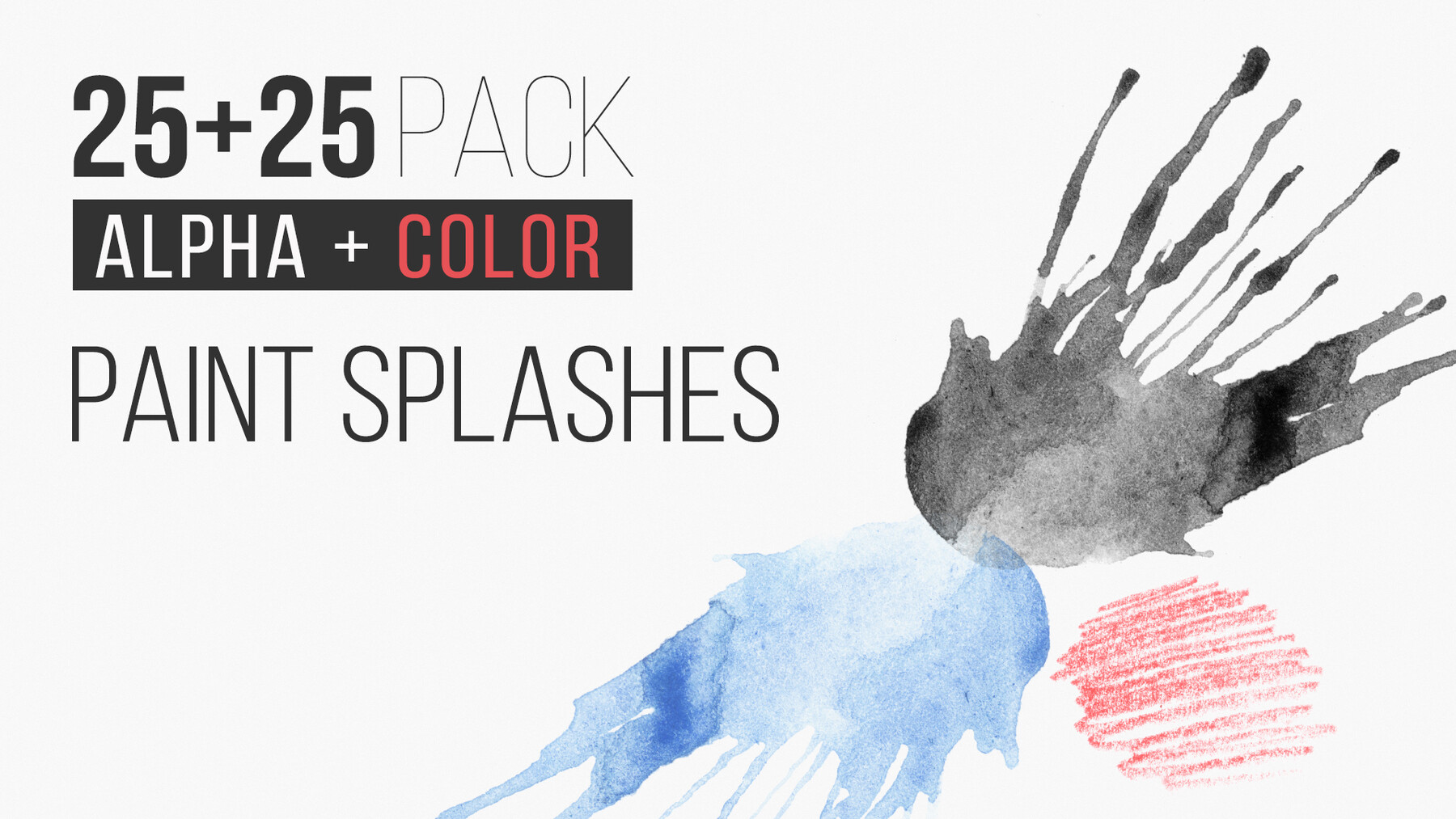 ArtStation - 25+25 Pack Paint Splashes Alpha + Color | Brushes