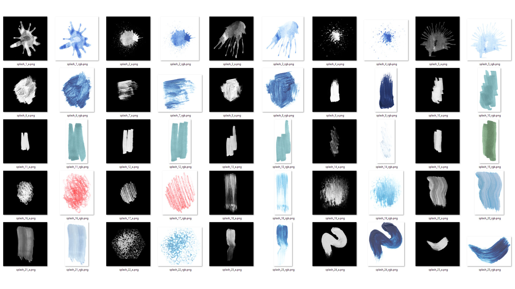 ArtStation - 25+25 Pack Paint Splashes Alpha + Color | Brushes