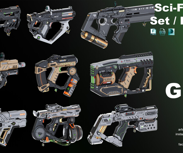 ArtStation - Sci-Fi Guns Set / Kitbash | Resources