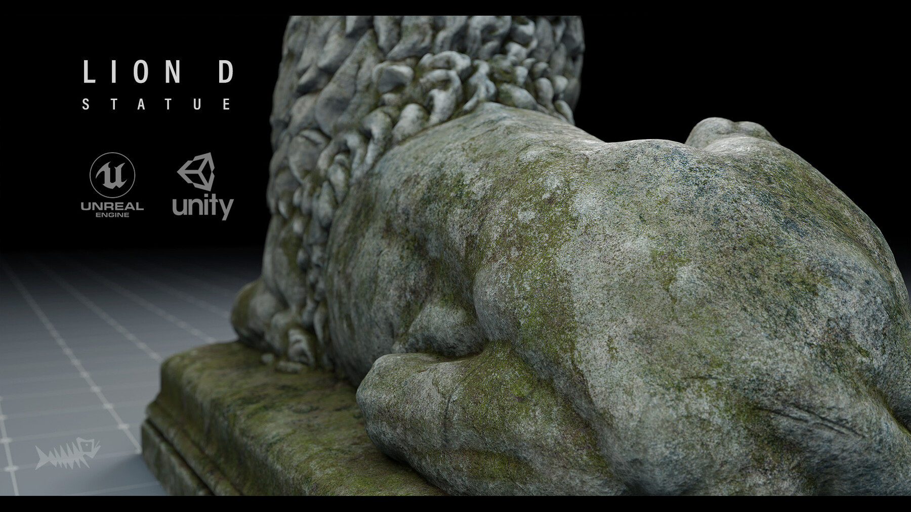 ArtStation - Lion D Statue PBR 4K | Game Assets