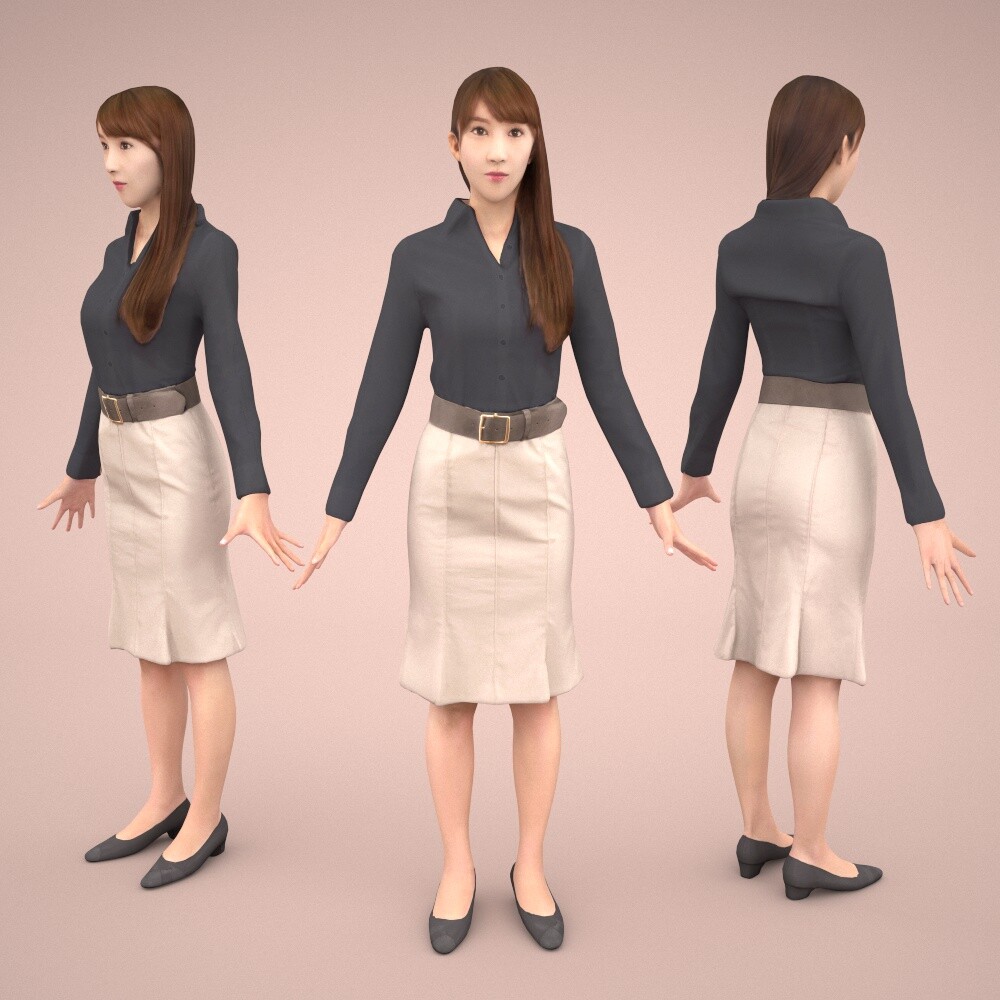 ArtStation - Animated 3D-people 008_Rika | Resources
