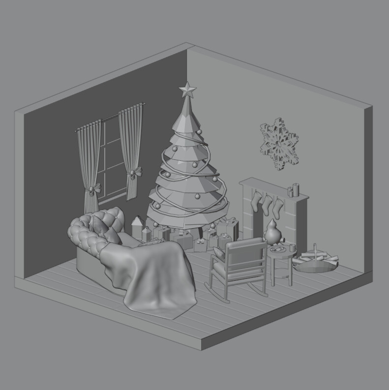 ArtStation - Christmas living-room | Game Assets