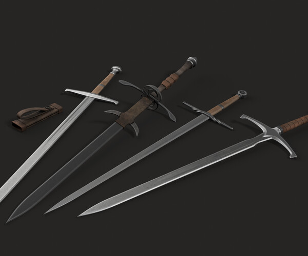 ArtStation - 4 Lowpoly Modular Two-Handed Swords [19 Parts] | Game Assets