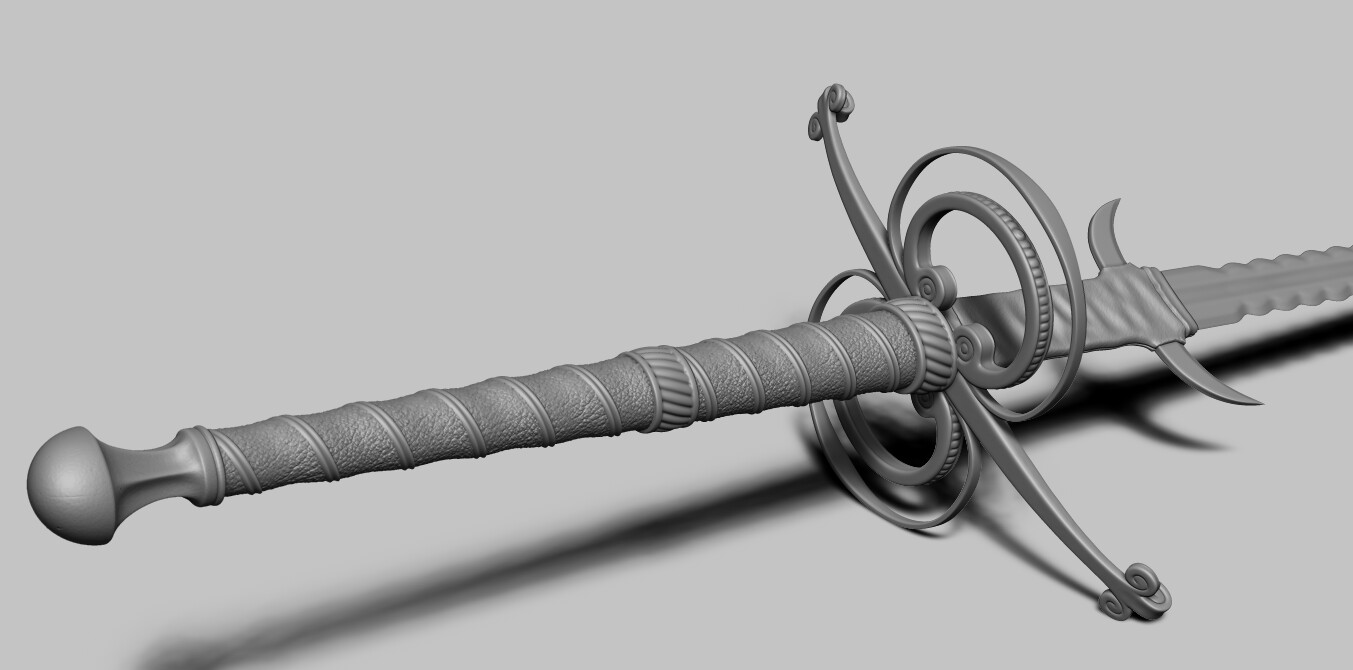 ArtStation - Highpoly Medieval Flamberge Sword [3D print model] | Game ...
