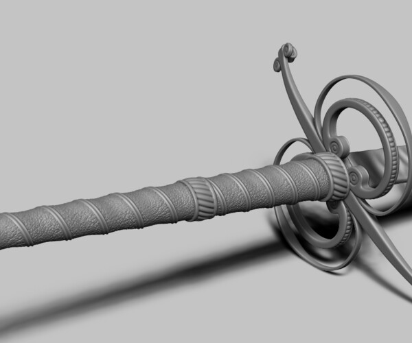 ArtStation - Highpoly Medieval Flamberge Sword [3D print model] | Game ...