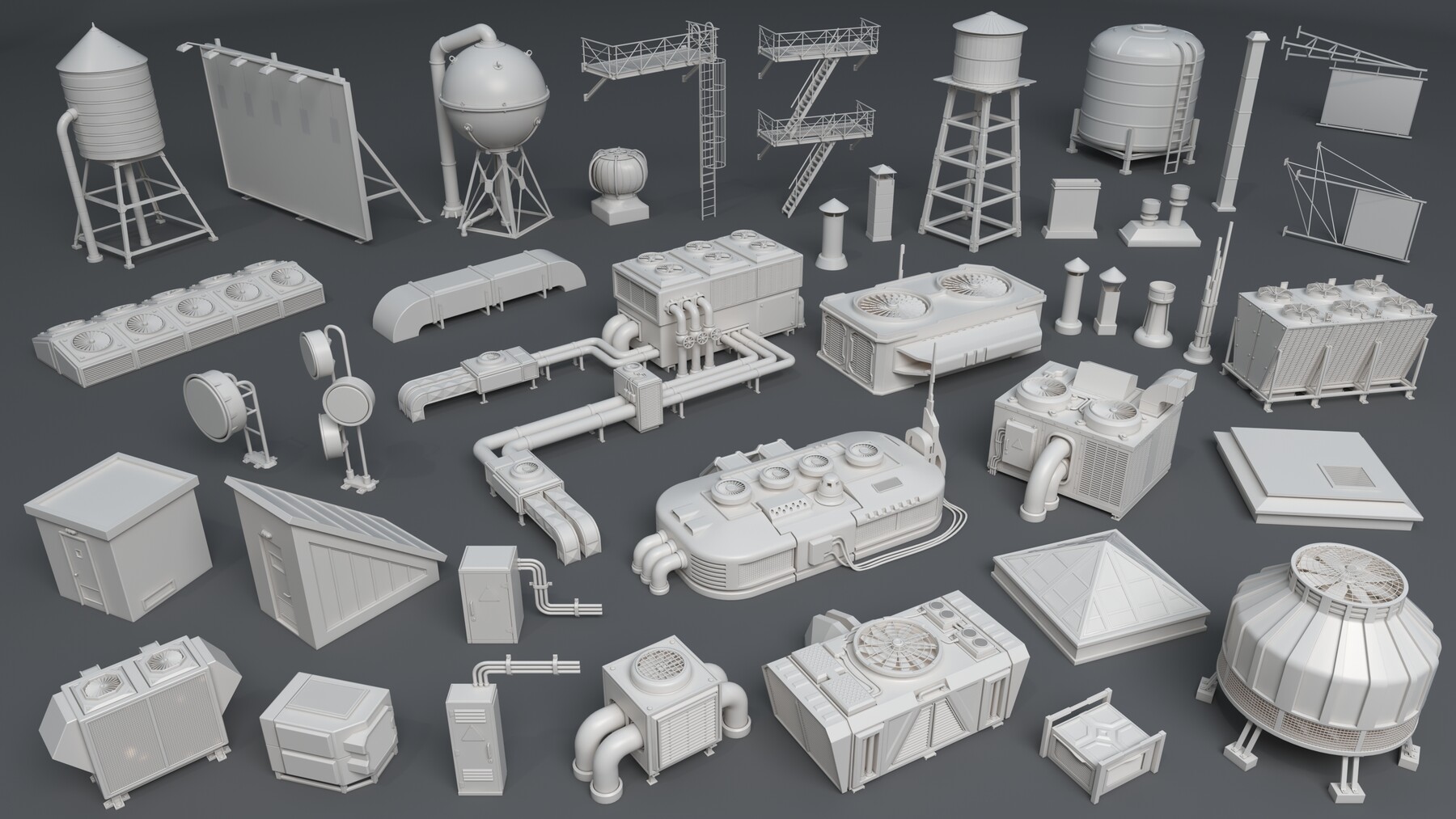 ArtStation - Building Roof Collection - 3 - 40 pieces | Resources