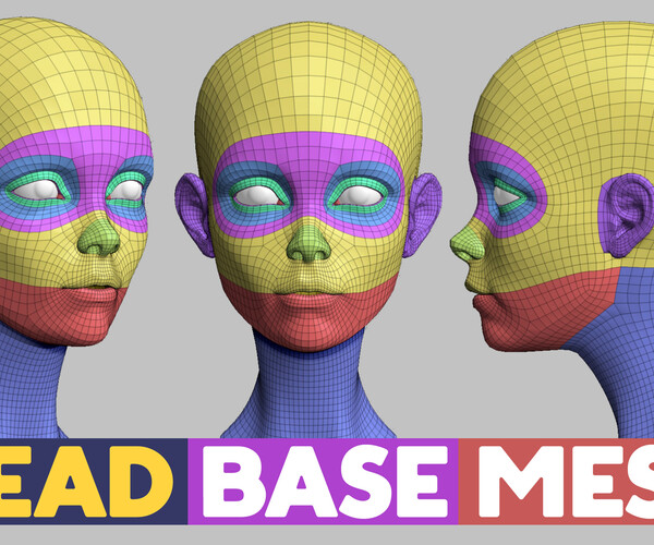 ArtStation - Head base mesh Face topology and UV map | Game Assets