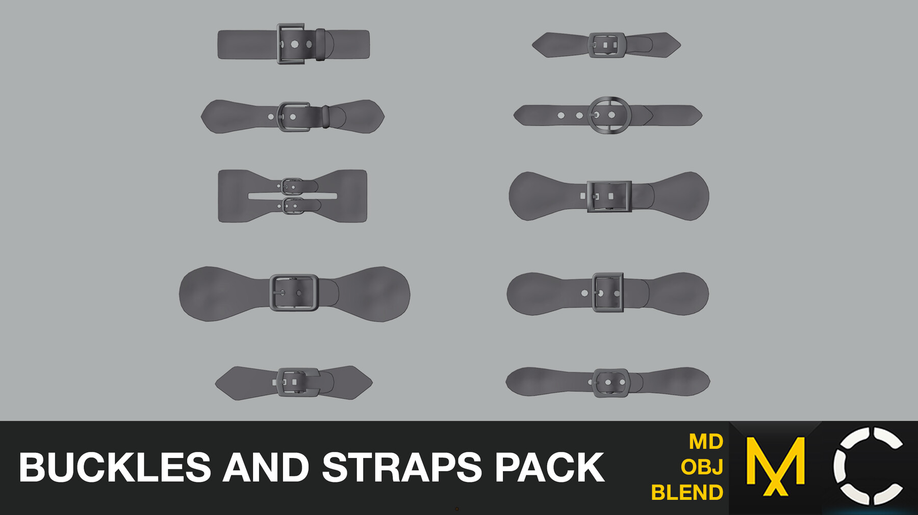 ArtStation - Buckles and straps pack | MD+OBJ+BLEND| | Resources