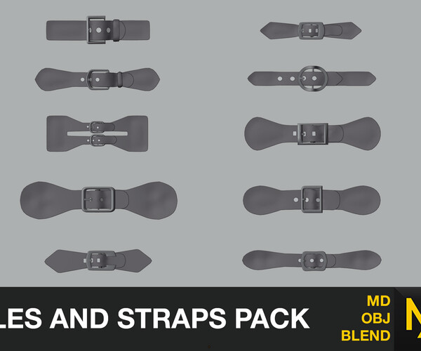 ArtStation - Buckles and straps pack | MD+OBJ+BLEND| | Resources