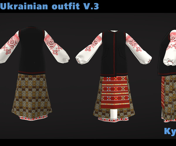 ArtStation - Female Ukrainian outfit V.3 - 3 different outfits | Resources