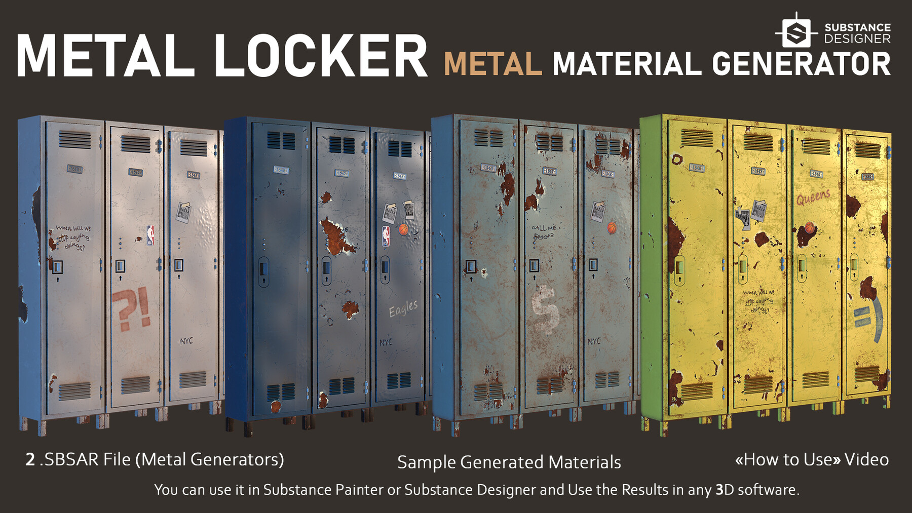 ArtStation - Metal Locker - Old Metal Material Generator | Game Assets