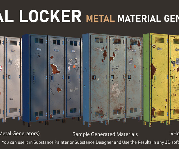 ArtStation - Metal Locker - Old Metal Material Generator | Game Assets