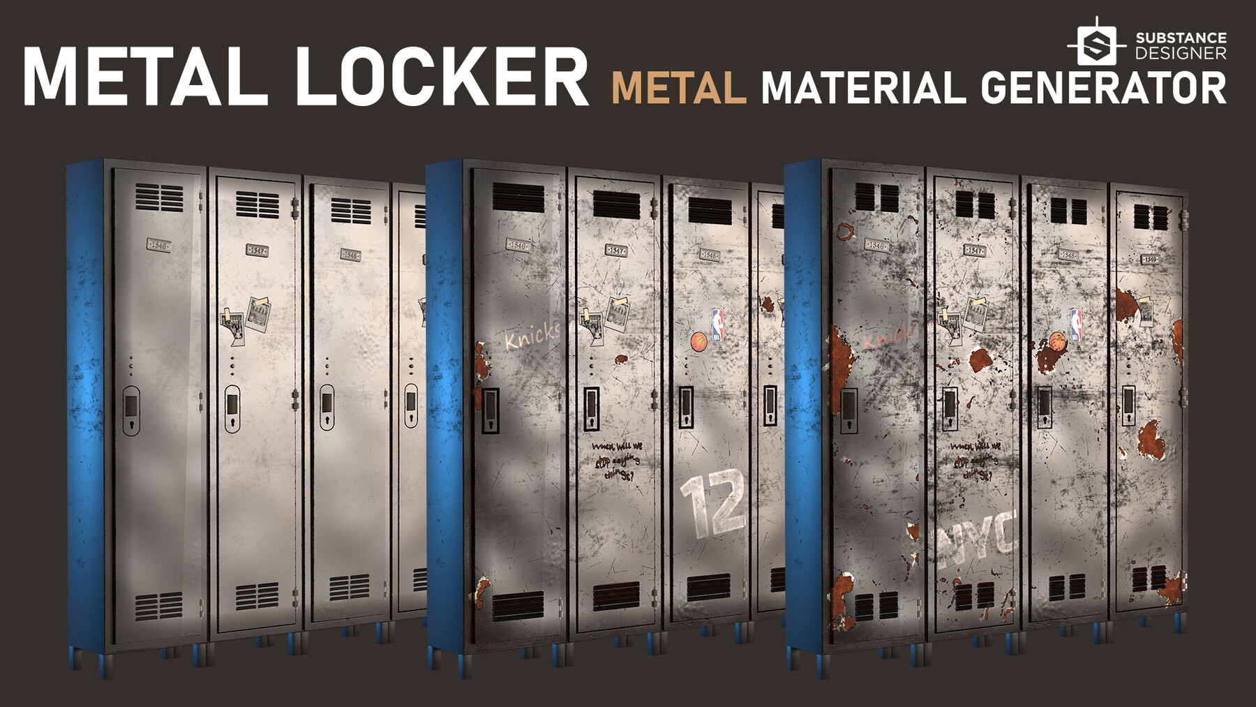 ArtStation - Metal Locker - Old Metal Material Generator | Game Assets