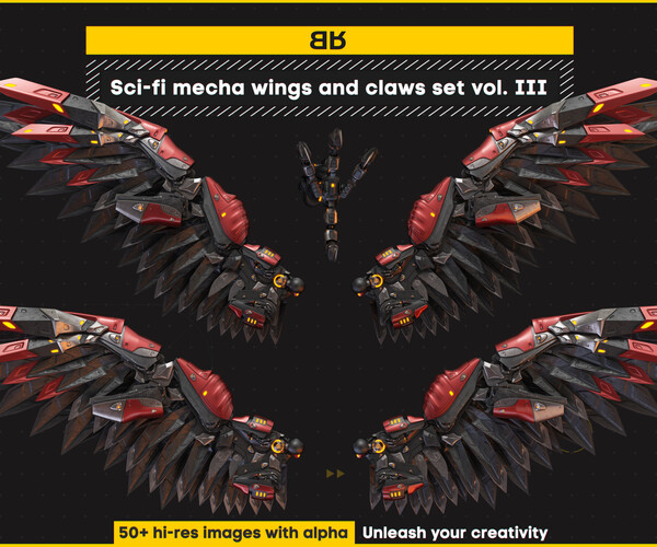 ArtStation - Sci-fi mecha wings and claws images set vol. III | Resources