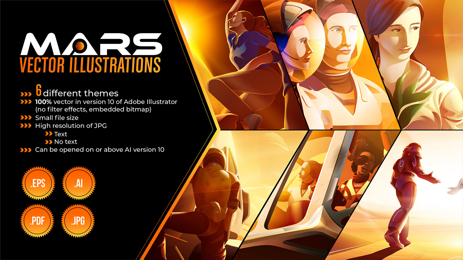 ArtStation - Mars Mission Vector Illustrations, 6 different themes ...