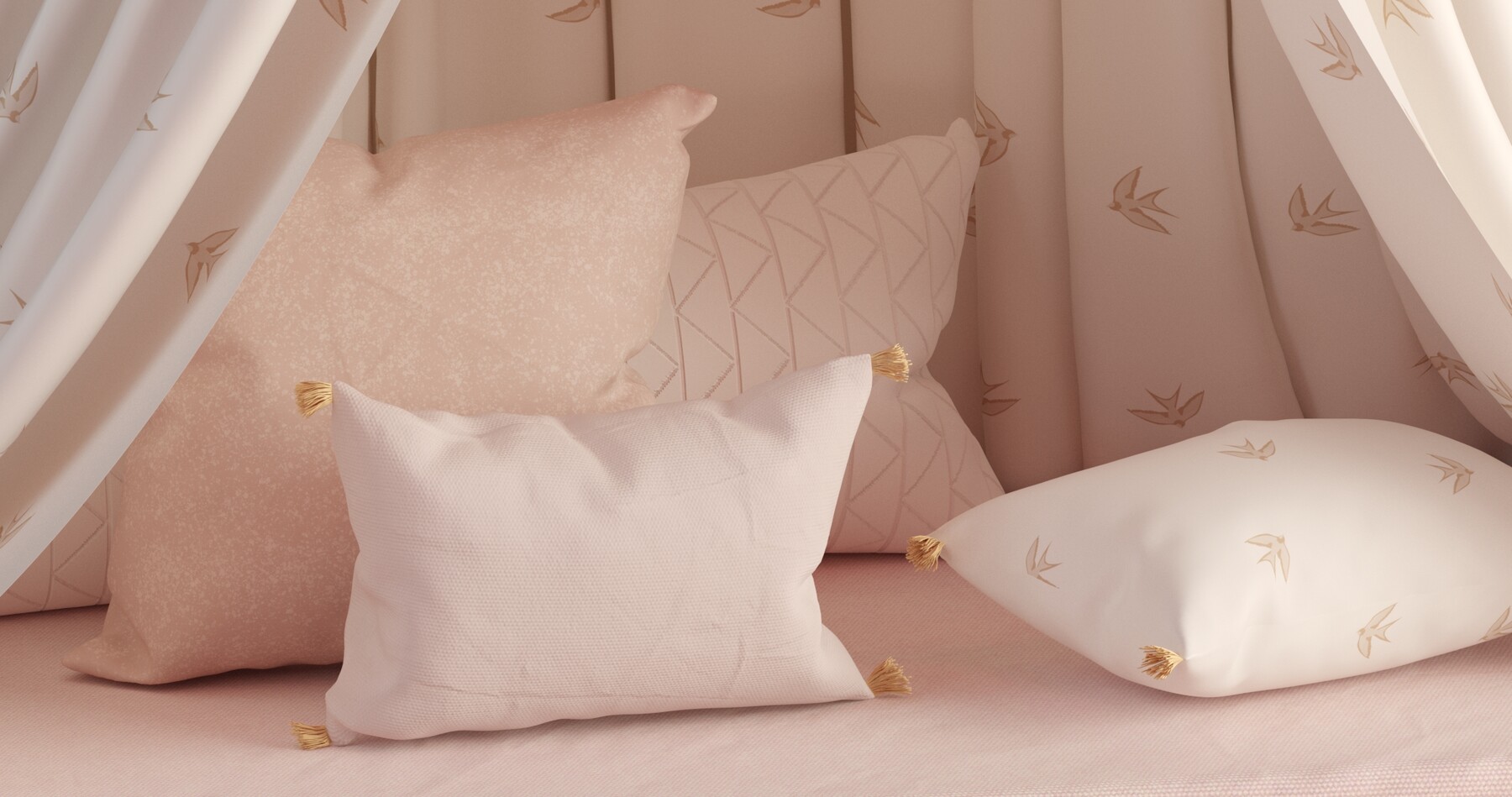 ArtStation - Sleeping collection of canopies, mattresses and pillows ...