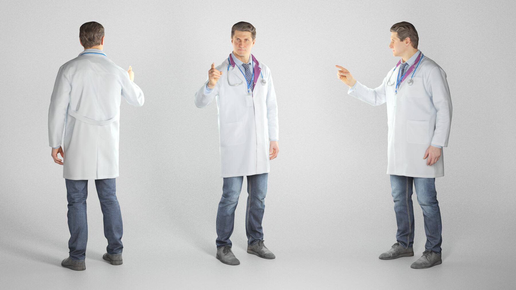 ArtStation - Male doctor pointing at something 279 | Game Assets